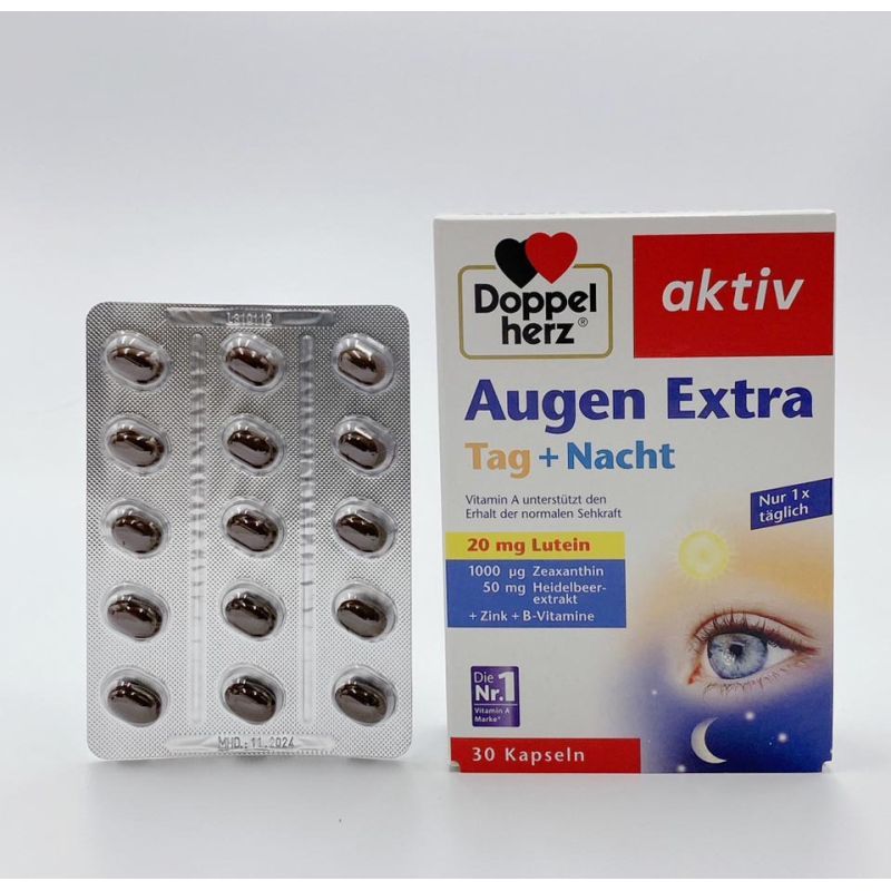 多寶雙心Doppelherz 日夜 加強版膠囊 葉黃素 Augen Extra Tag+ Nacht Kapseln 30顆 ...